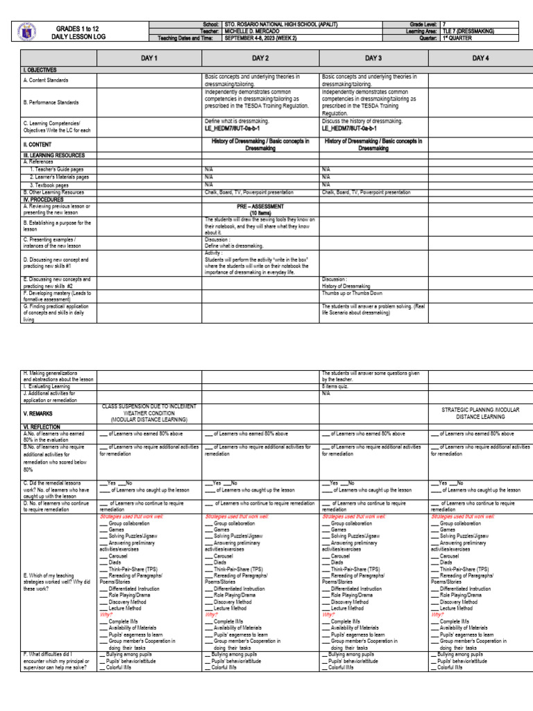 DLL-TLE-7_W2 | PDF | Learning | Differentiated Instruction