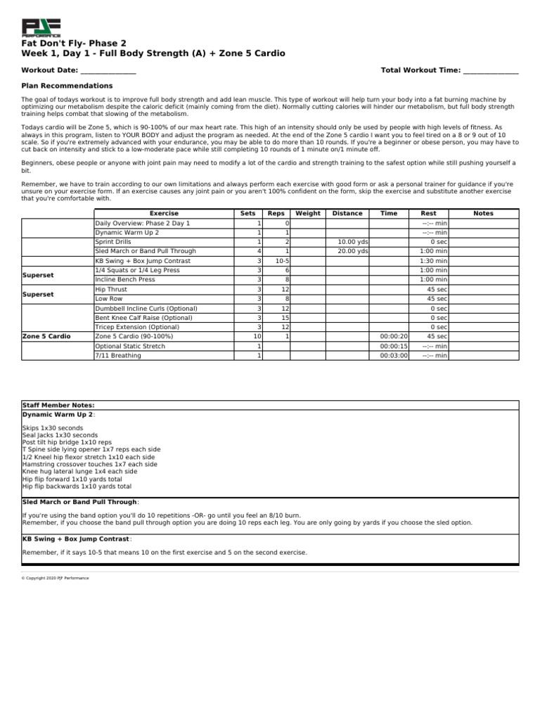 FDF Phase 2 Week 1 Day 1 | PDF | Aerobic Exercise | Strength Training