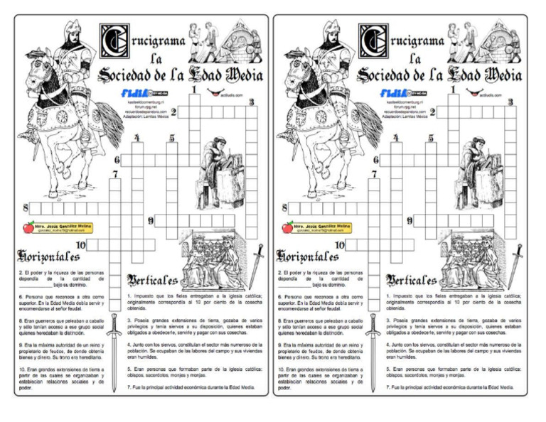 Crucigrama de La Sociedad Medieval | PDF