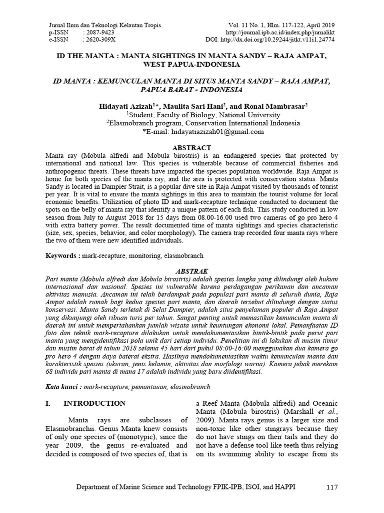 Id The Manta Manta Sightings in Manta Sa b61d86fb | PDF | Fish