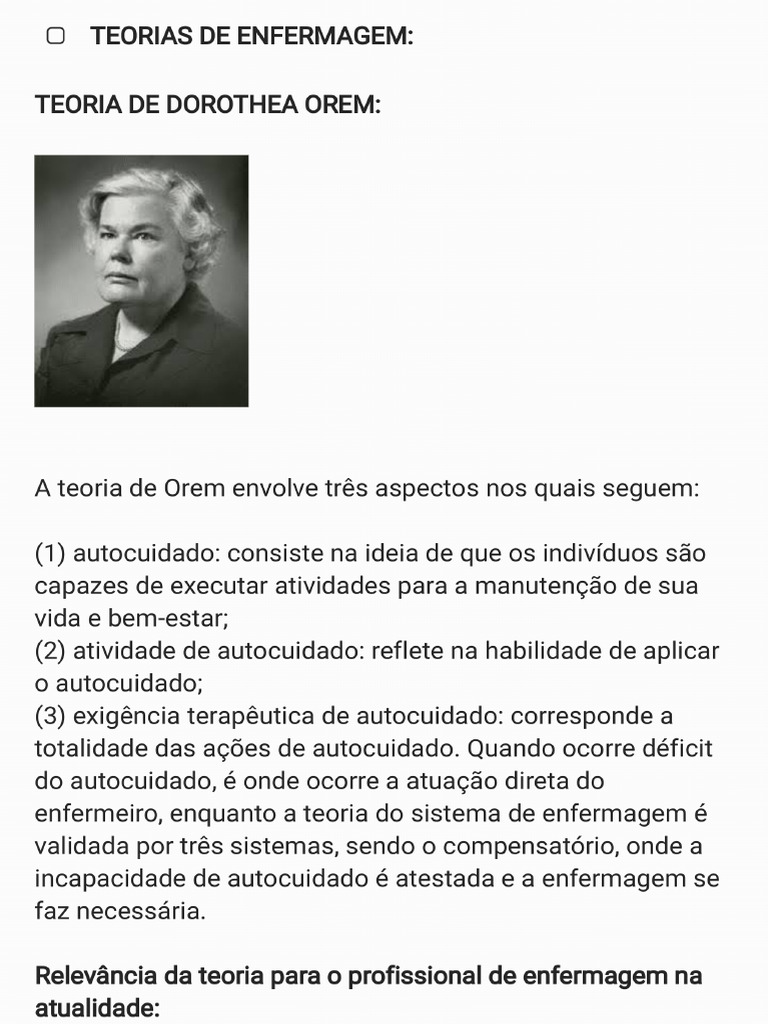 Teoria de Enfermagem Orem e Roy - 240311 - 205203 | PDF