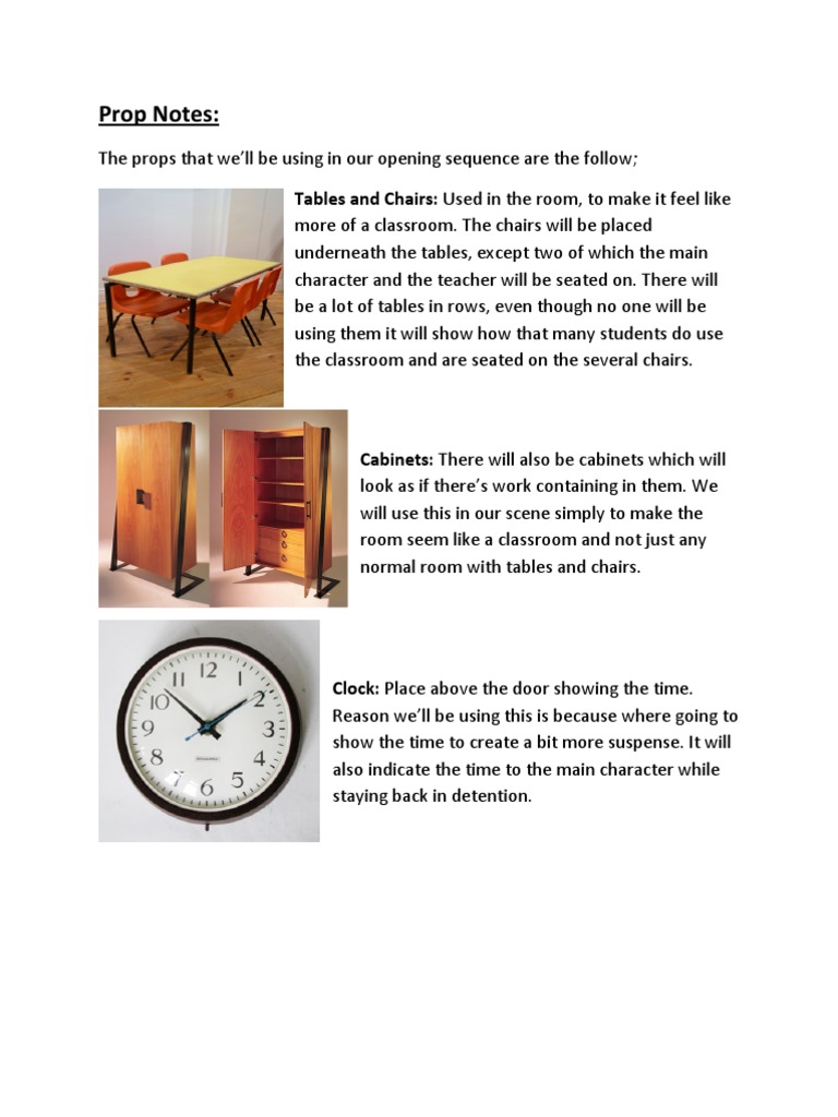 Prop Notes | PDF | Classroom | Leisure