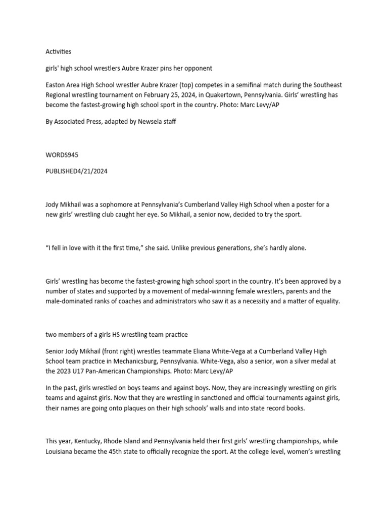 Wrestling | PDF | Sports | Athletic Sports