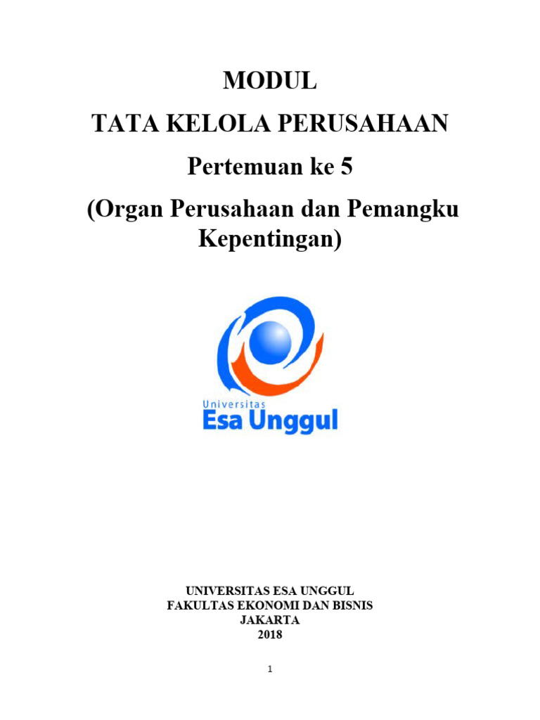 Modul 4 (Tata Kelola Perusahaan Pertemuan 5) | PDF