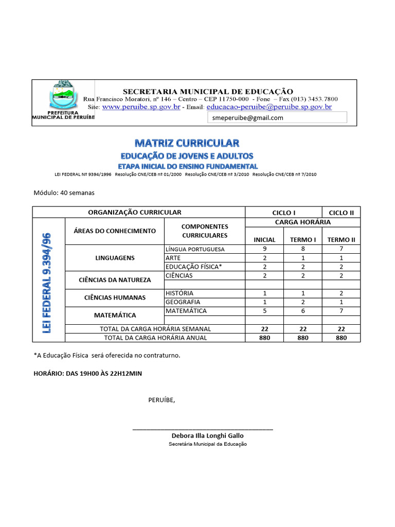 Matriz Curricular - EF e EJA | PDF | Science