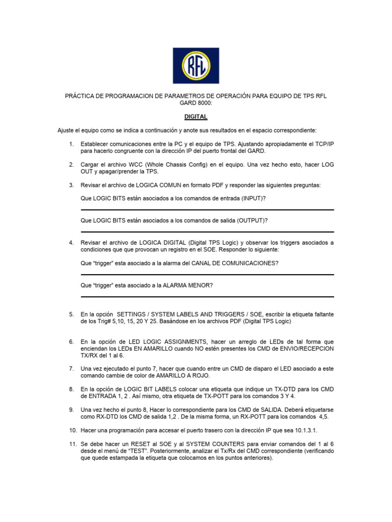 Configuración TPS RFL GARD 8000 | PDF | Informática | Arquitectura de ...
