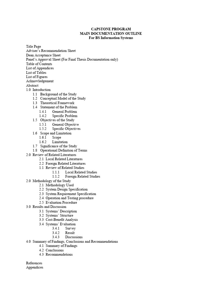 CAPSTONE Documentation Outline | PDF