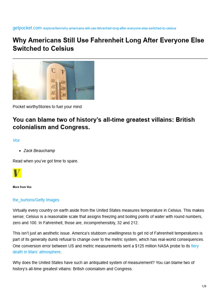 Why Americans Still Use Fahrenheit Long After Everyone Else Switched To ...