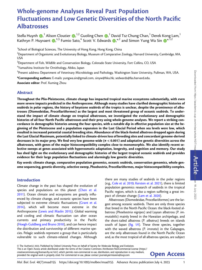 Whole-Genome Analyses Reveal Past Population Fluct | PDF | Phylogenetic ...