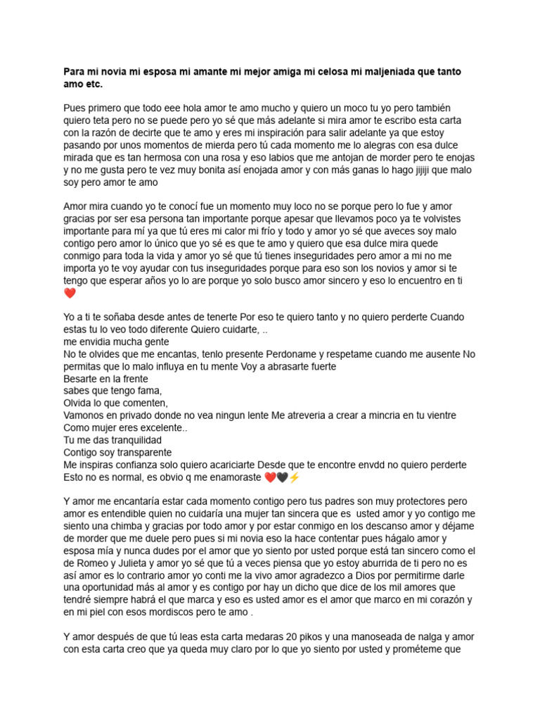 Para Mi Novia Mi Esposa Mi Amante Mi Mejor Amiga Mi Celosa Mi Maljeniada Que Tanto Amo Etc ...