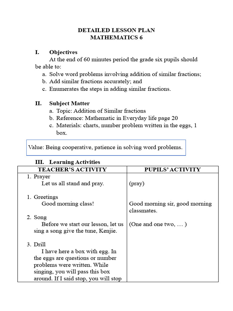 Grade 6 Math: Adding Fractions | PDF | Learning
