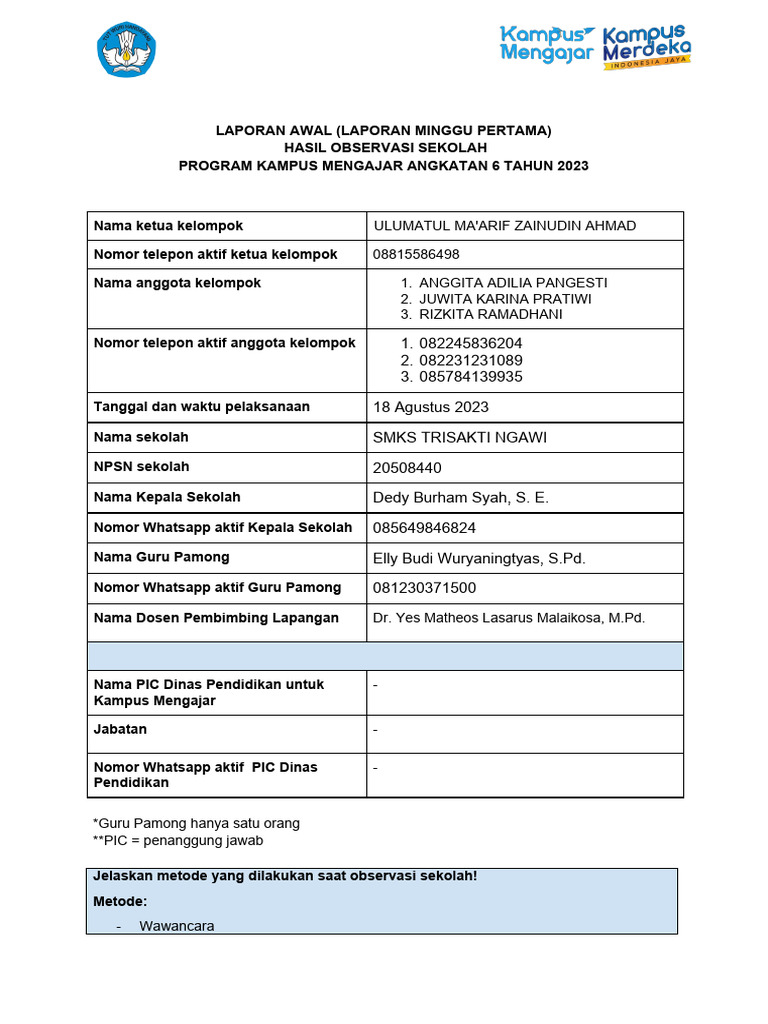 Observasi Sekolah SMKS Trisakti 2023 | PDF | Karier & Perkembangan | Sains & Matematika