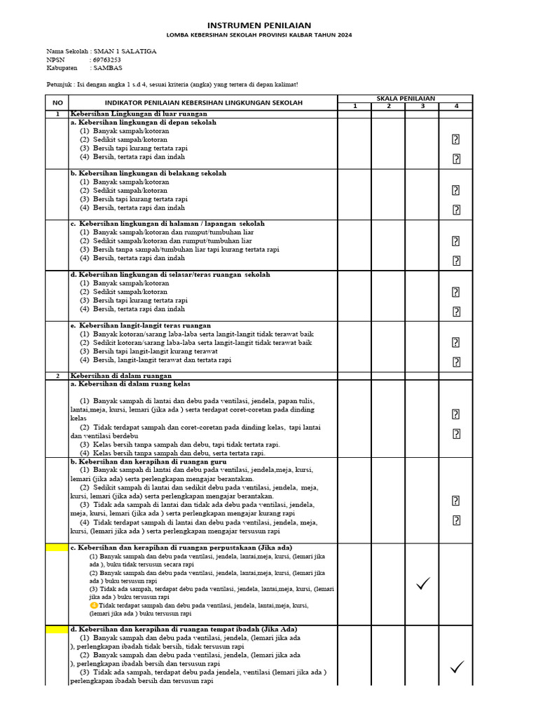 Instrumen Lomba Kebersihan-Rev1 | PDF