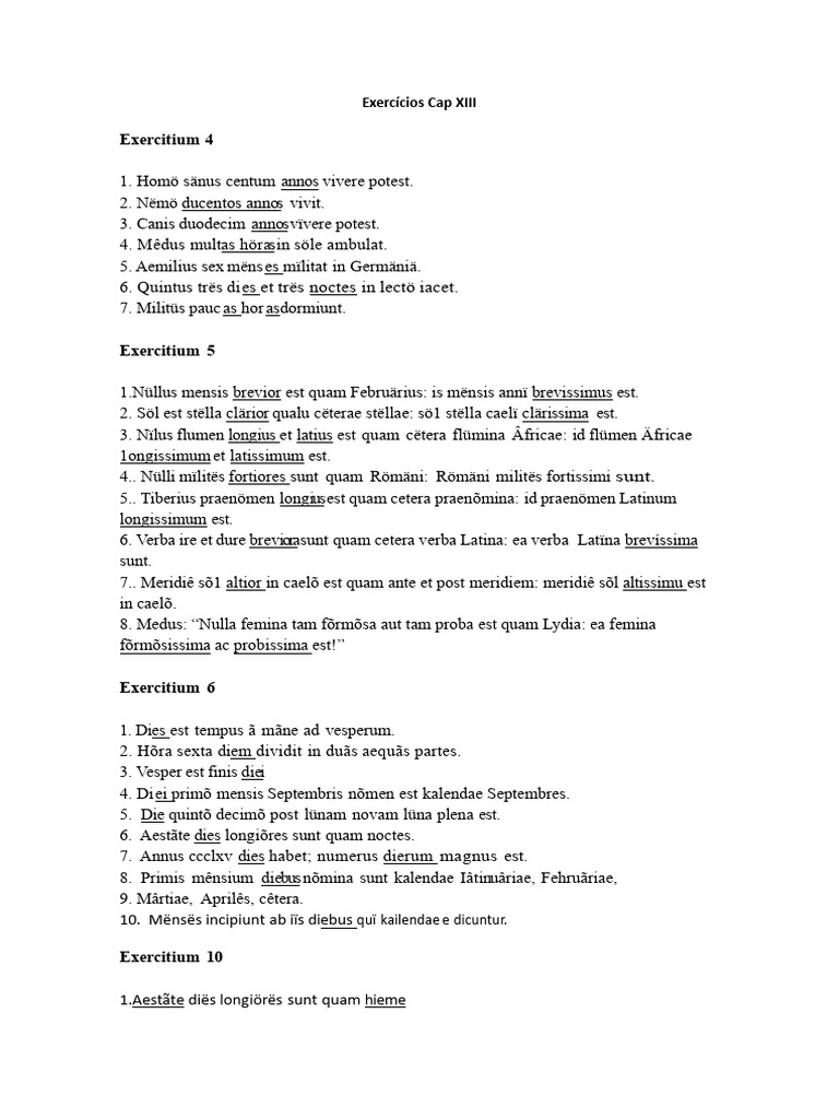 Exercícios Latim Cap XIII | PDF