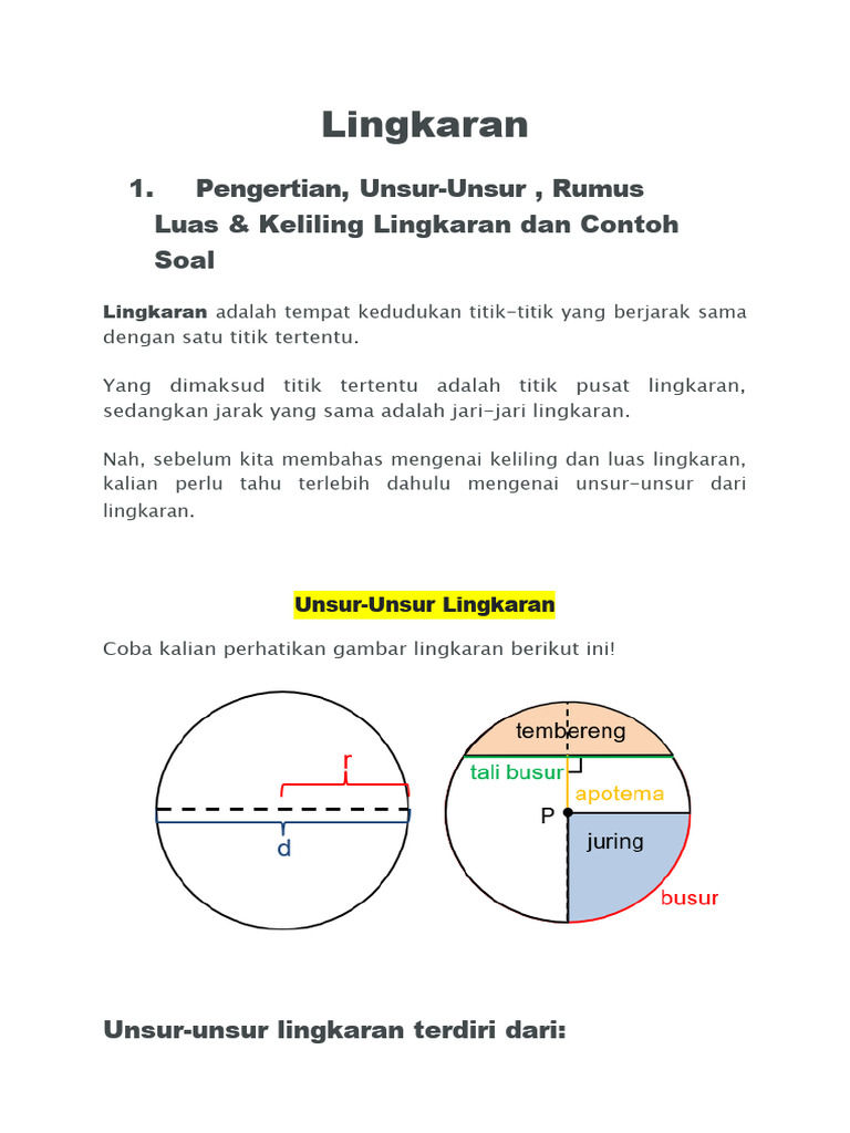 Materi 1 Lingkaran | PDF