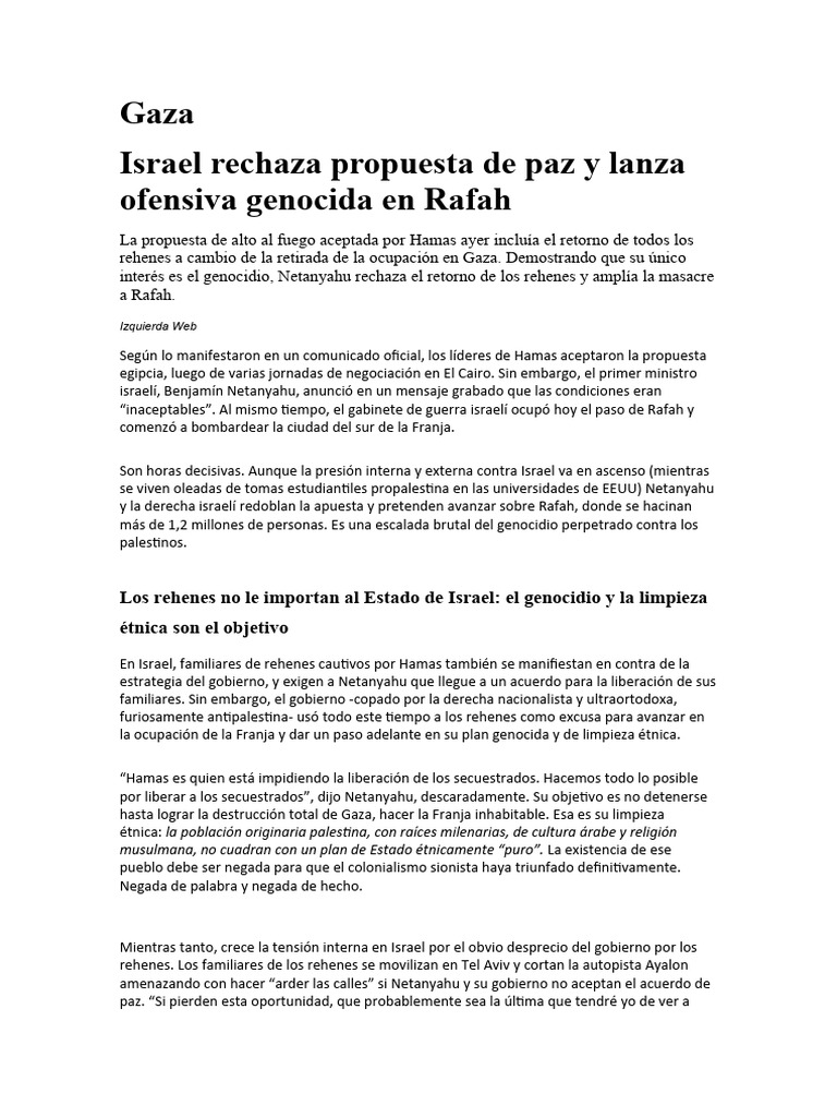 11 - INT-Rafah CORANA 8200 | PDF | Franja de Gaza | Benjamín Netanyahu