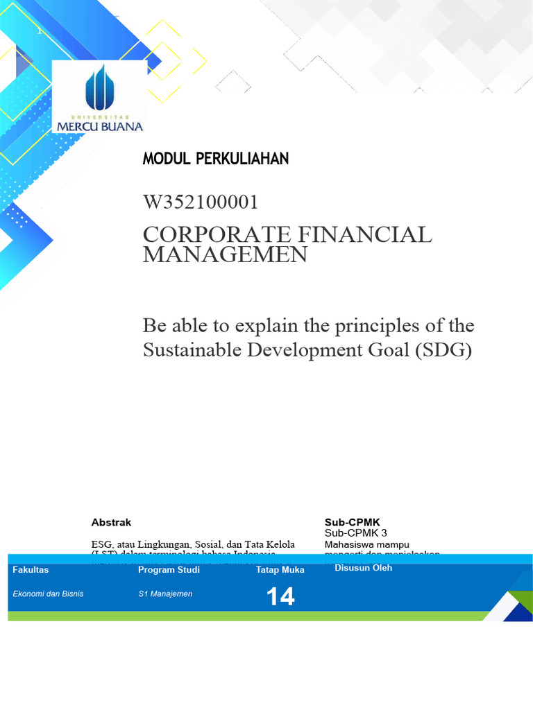 Pertemuan 14 ESG | PDF | Karier & Perkembangan | Pengelolaan Keuangan & Uang