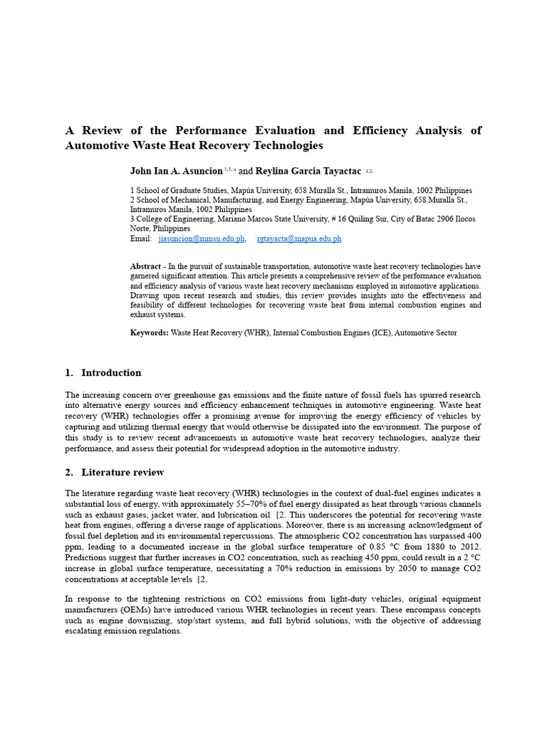 A Review of Performance Evaluation and Efficiency Analysis of ... A Review of Performance Evaluation and Efficiency Analysis of ...