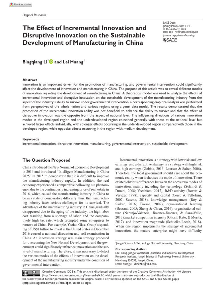 Li Huang 2019 The Effect of Incremental Innovation and Disruptive ...