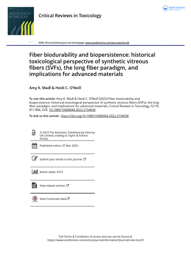 Fiber Biodurability and Biopersistence Historical Toxicological ...
