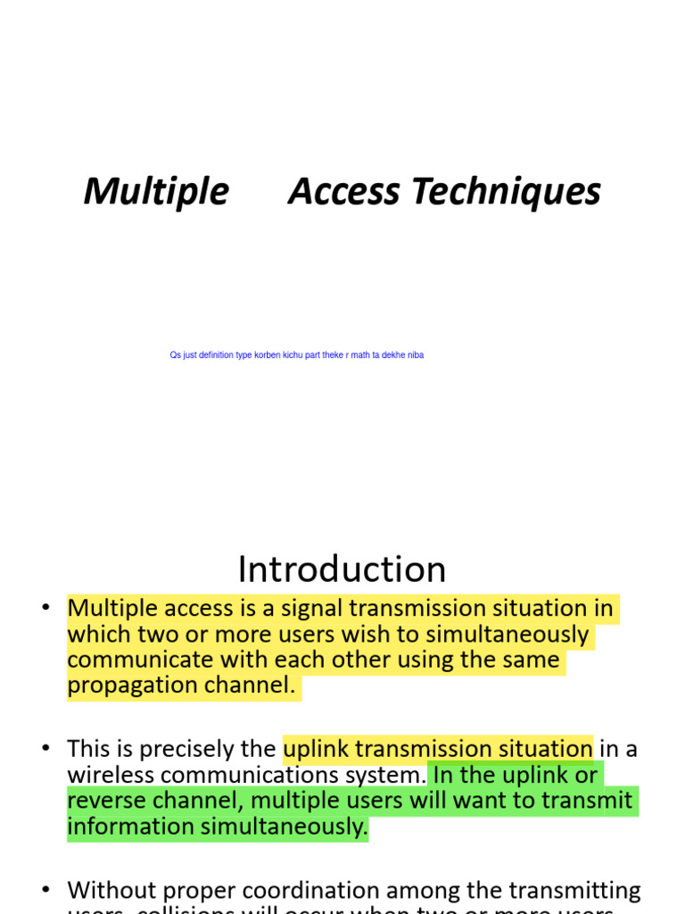 Multiple Access | PDF | Channel Access Method | Cellular Network
