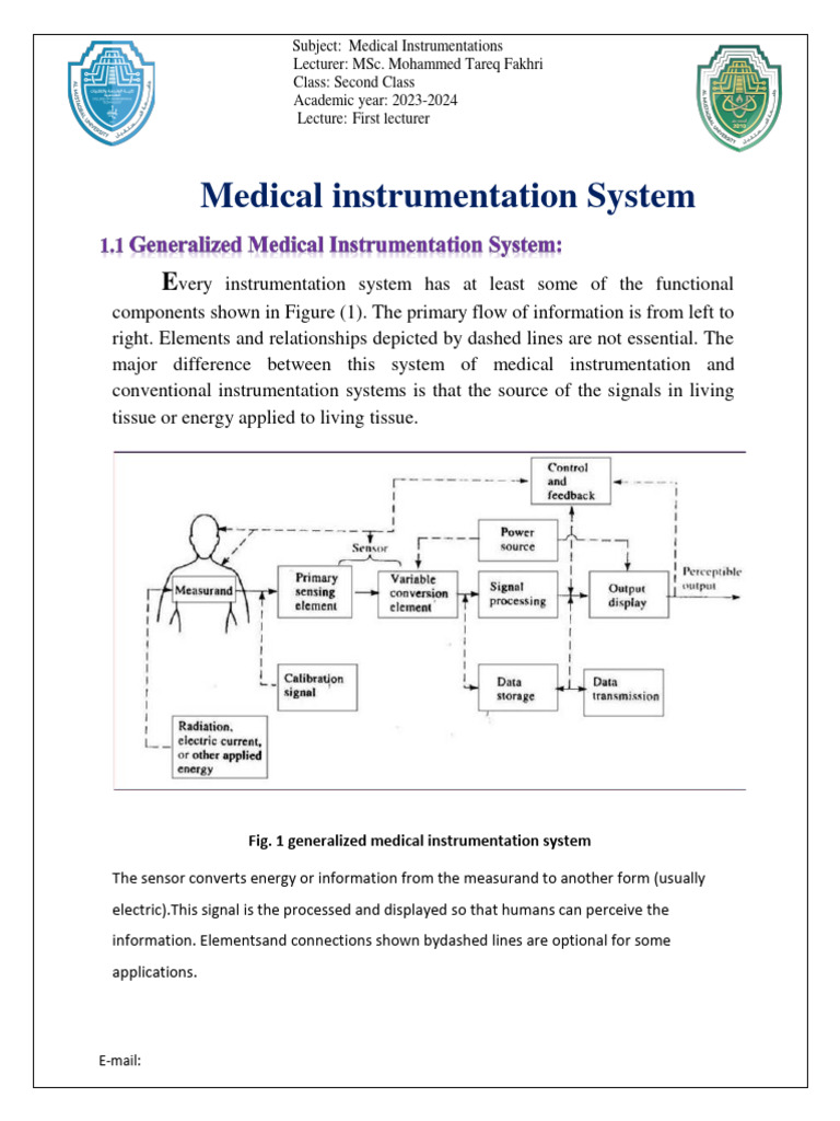 Medical Instrumentation Systems Overview | PDF | Instrumentation | Sensor