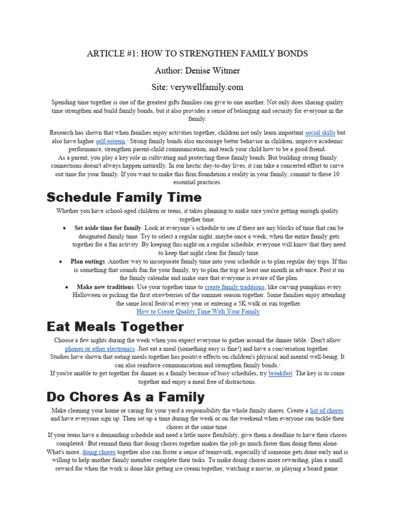 How To Strengthen Family Bonds | Download Free PDF | Adolescence | Self ...