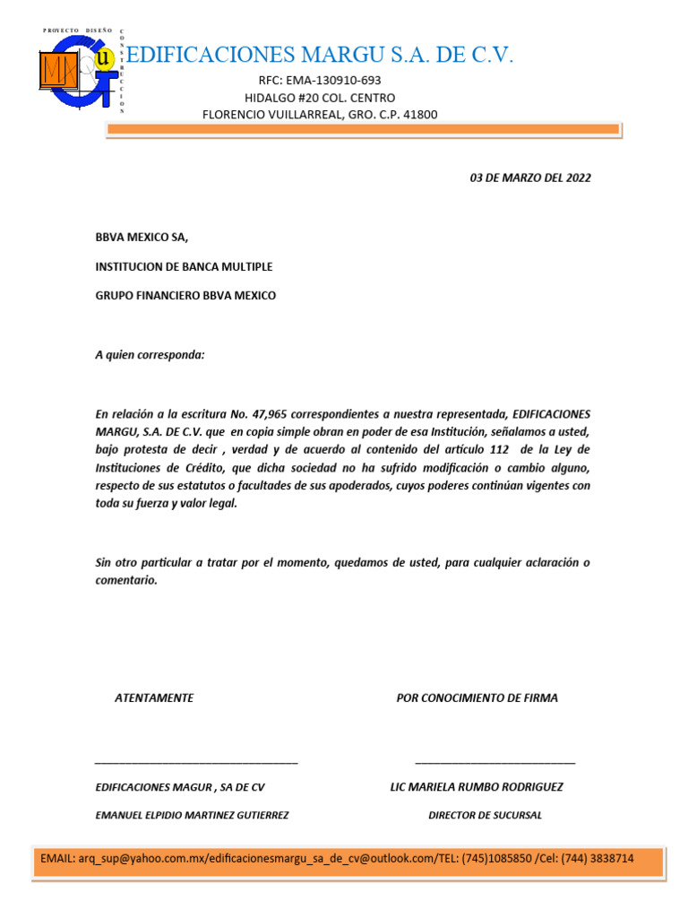 Carta para Banco | PDF