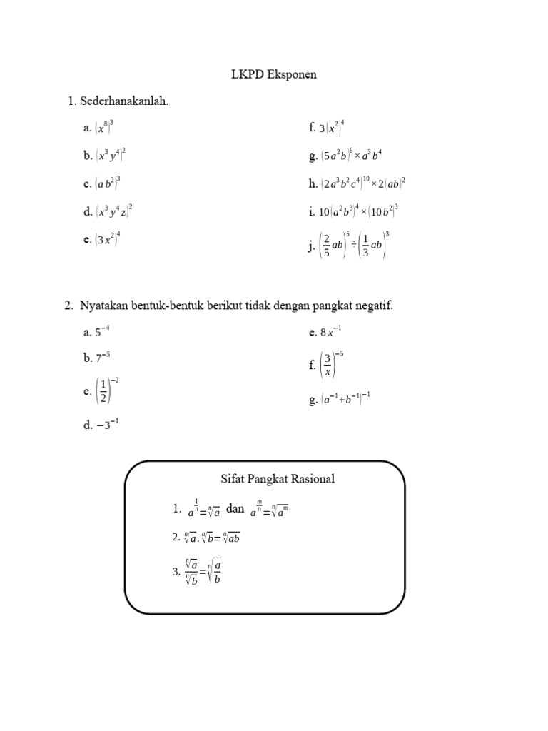 LKPD Eksponen | PDF
