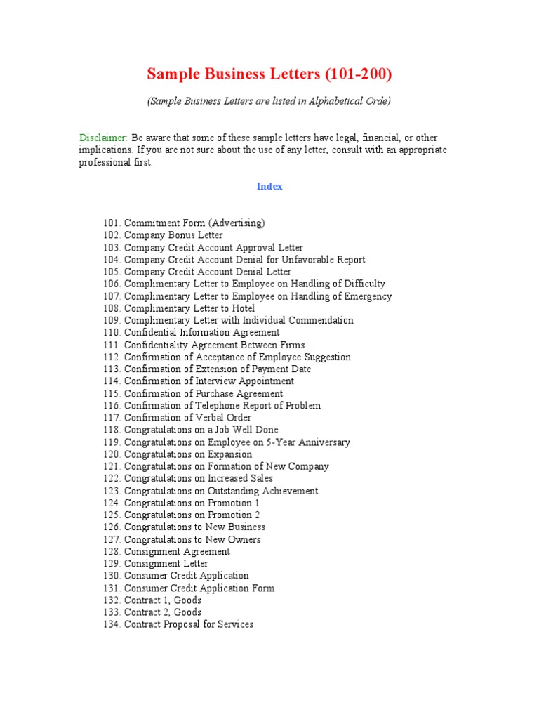 100 Business Letter Forms | PDF