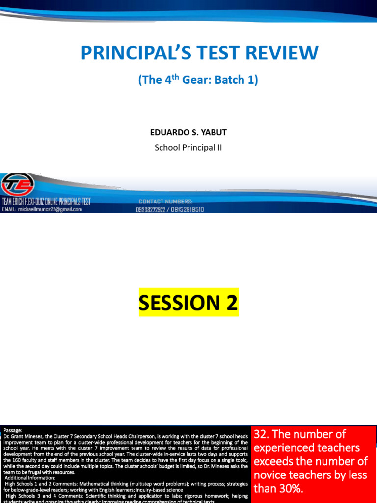 Eds Principals Test Review 2021 The 4th Gear Batch 1 Session 2 Final ...