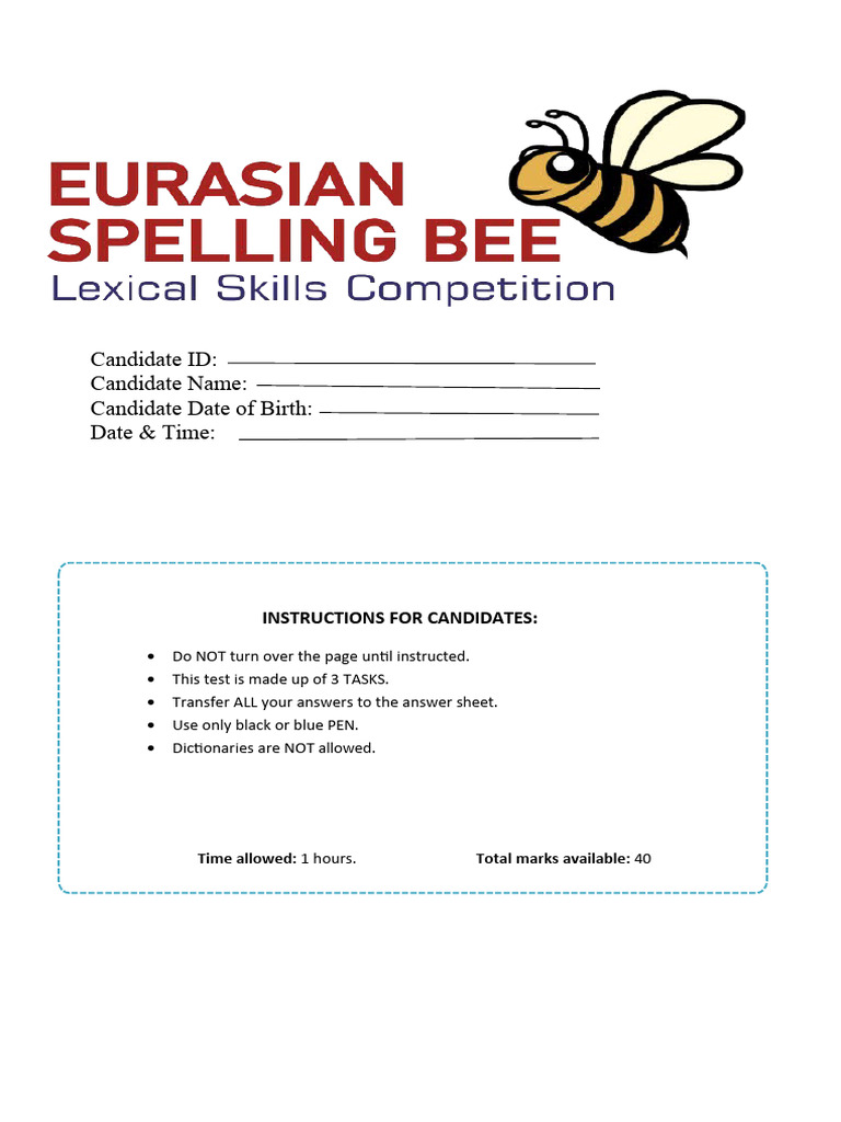 Bee 2 - Sample Candidate Paper | PDF | Spelling | Books