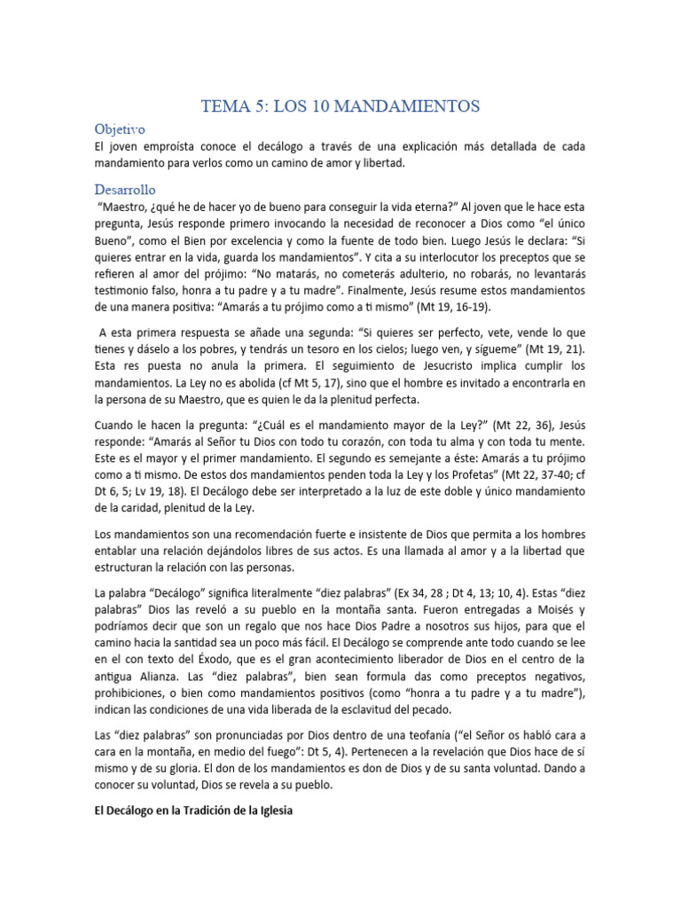 TEMA5. LOS 10 MANDAMIENTOS | PDF | Diez Mandamientos | Creencia religiosa y doctrina