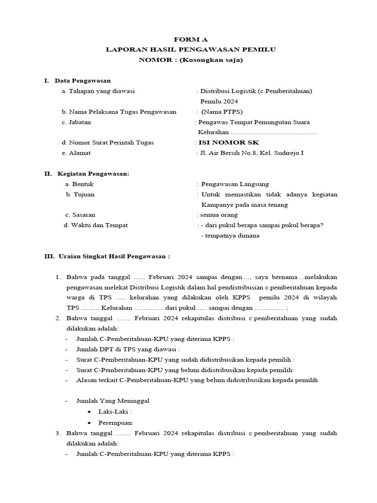 Laporan Pengawasan Distribusi C-Pemberitahuan | PDF