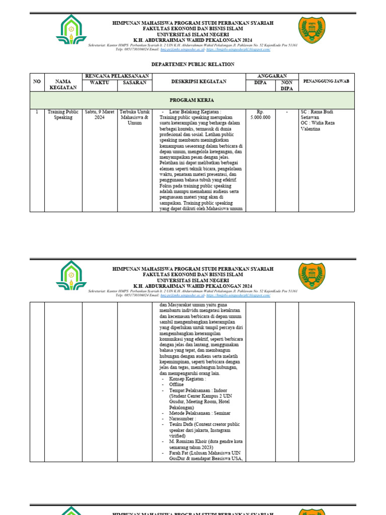 Tabel Silabus HMPS PS - PR 2024 | PDF