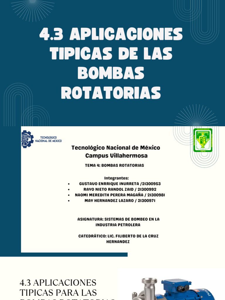 4.3 Aplicaciones Típicas de Las Bombas Rotatorias. | PDF | Petróleo | Bomba