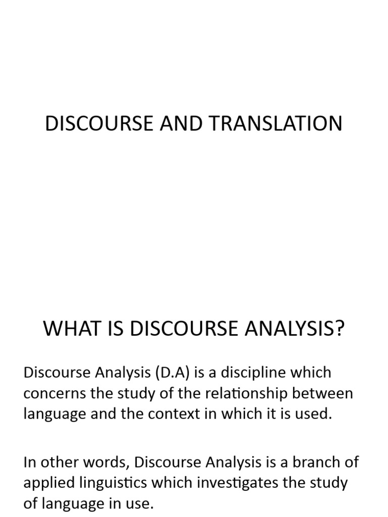 Discourse Analysis and Translation Insights | PDF | Translations ...