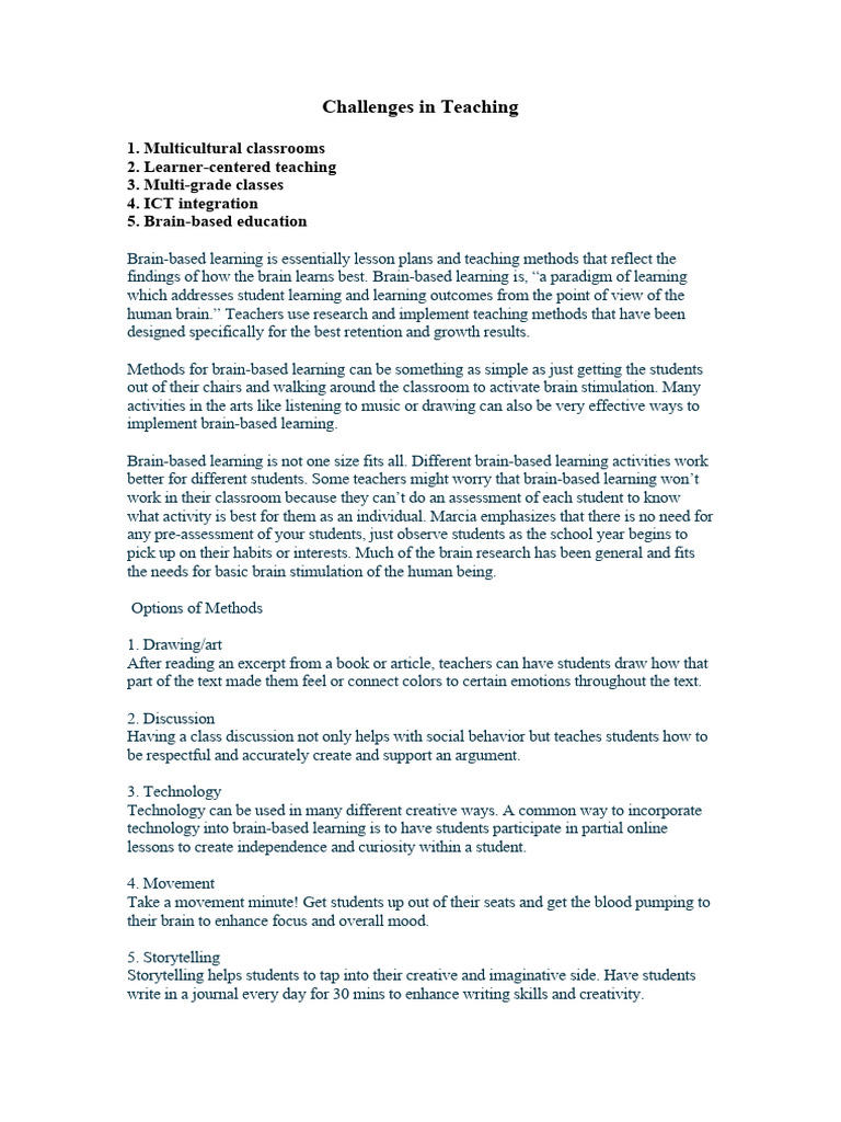 Challenges in Teaching | PDF | Learning | Teaching Method