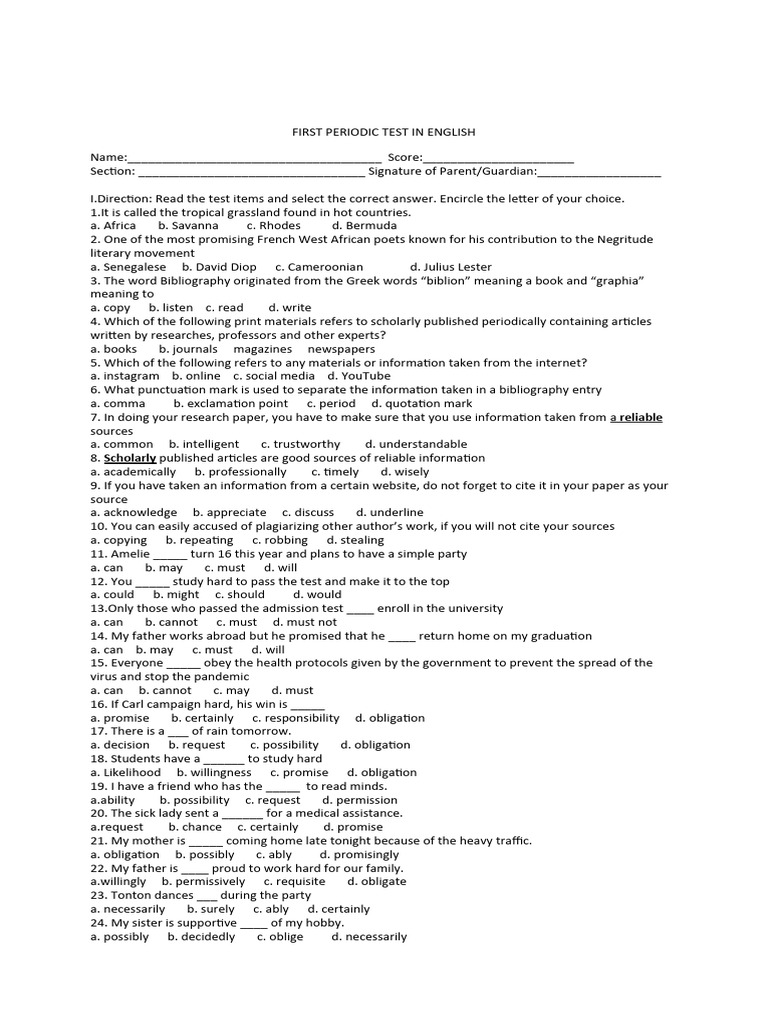 English Test: Multiple Choice and Phrasal Verbs | PDF | Language Arts ...