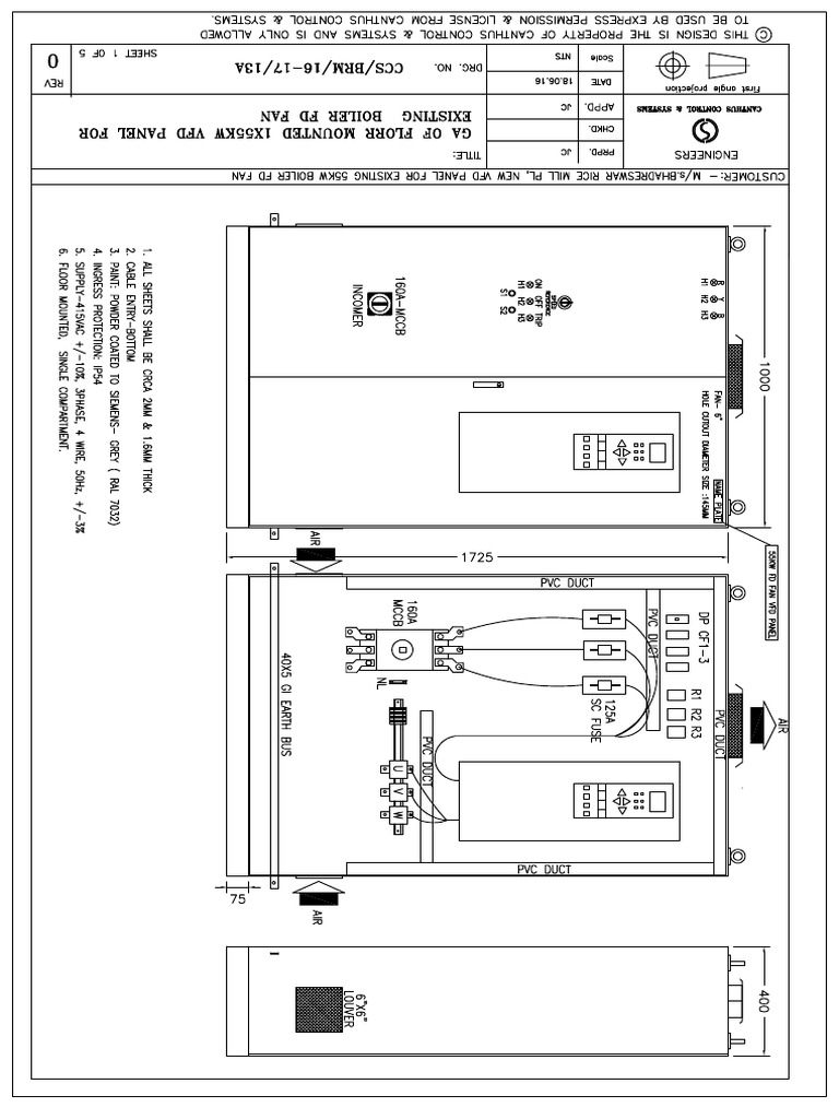 02 - CCS - 55KW-VFD PANEL - 11.06.16.pdf - SH1 To 5 | PDF