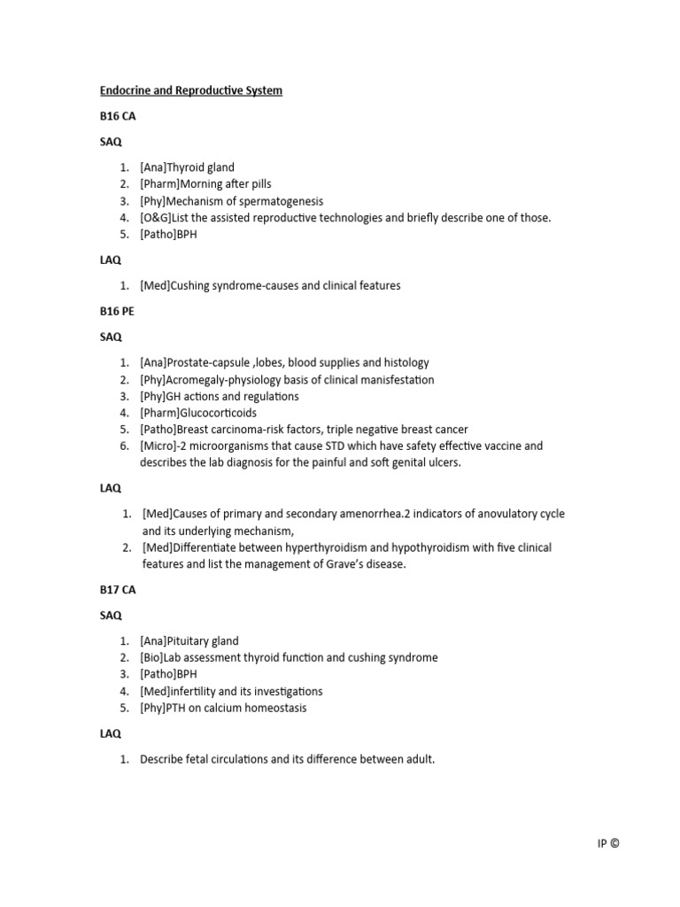 Endocrine and Reproductive System Overview | PDF | Thyroid | Endocrine ...