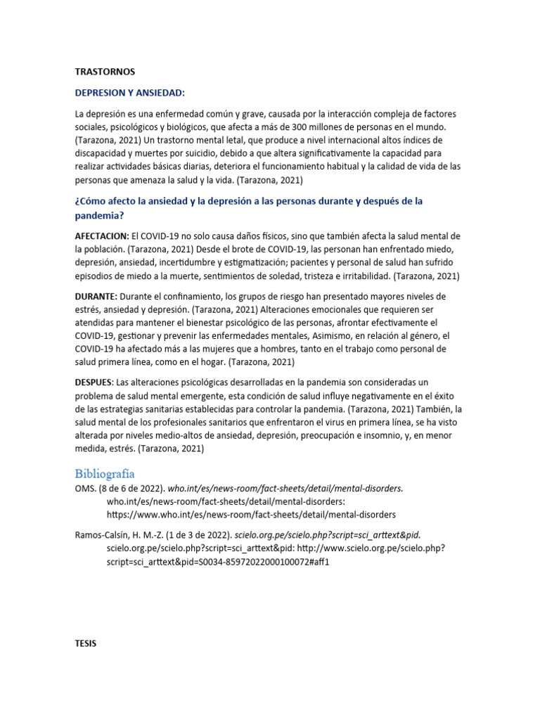 TRASTORNOS Tema de Lenguaje y Comunicacion | Descargar gratis PDF | Trastorno depresivo mayor ...
