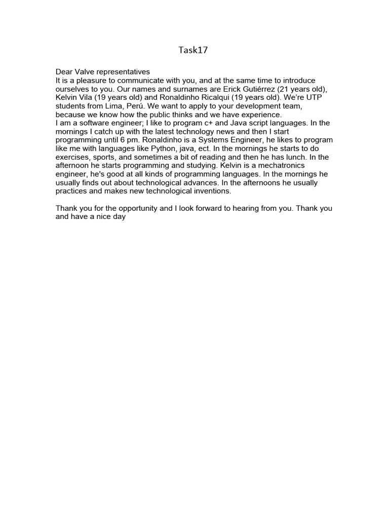 Task17 Ingles I | PDF | Computers | Technology & Engineering