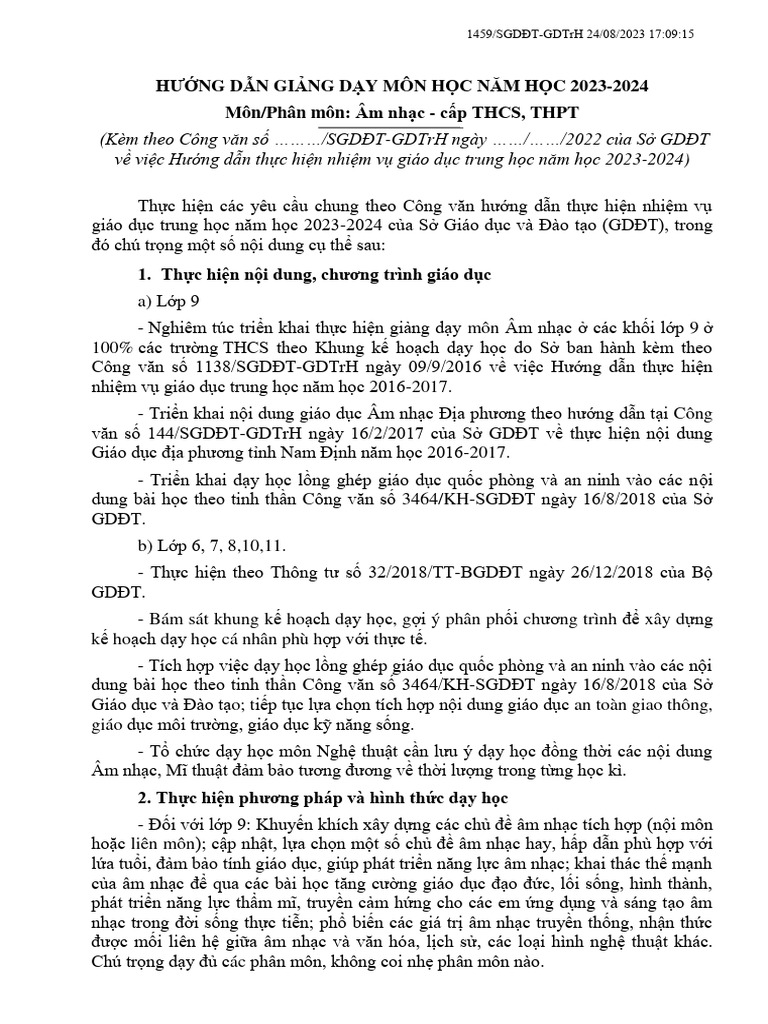 HDGD Âm NH C 2023-2024 | PDF