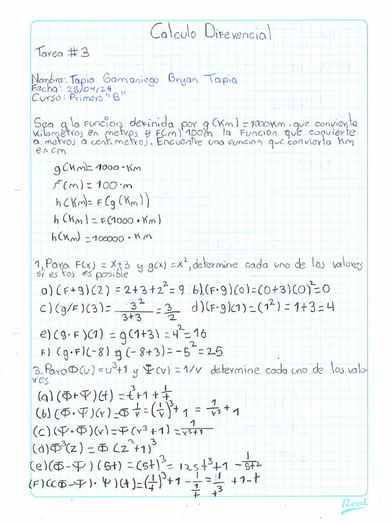 Deber #3 de Calculo Diferencial | PDF