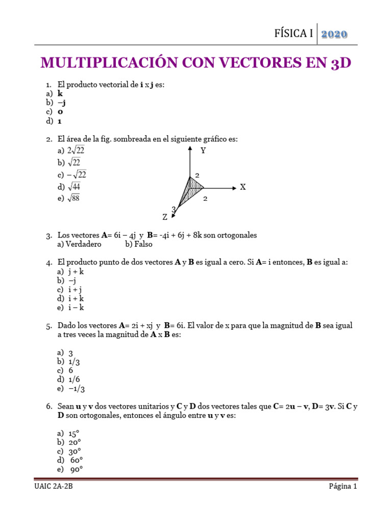 Multiplicación Con Vectores 3D | PDF | Vector Euclidiano | Escalar (Matemáticas)