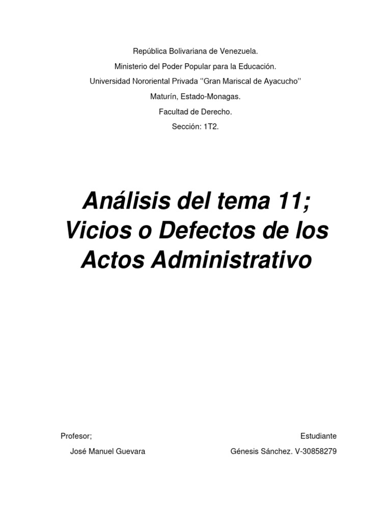 Vicios o Defectos de Los Actos Administrativos | PDF | Nulo (ley ...