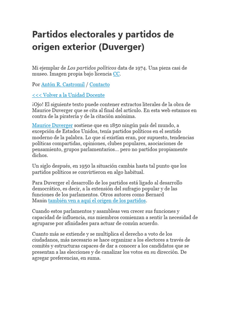 Origen de los Partidos Políticos | PDF | Política | Ciencias sociales