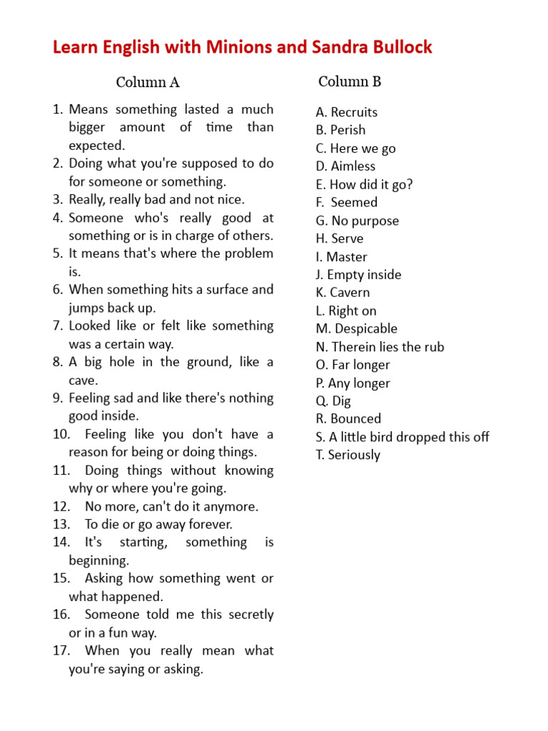 MINIONS Quiz | PDF | Language Arts & Discipline | Foreign Language Studies