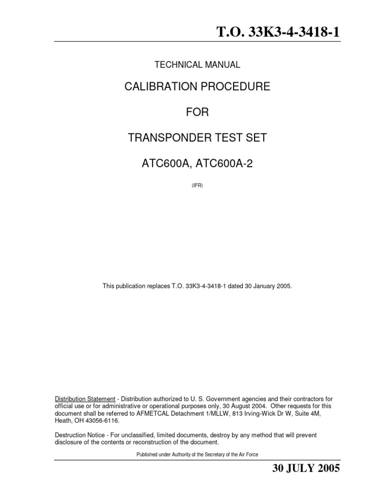 Transponder Test Set Calibration Guide | PDF | Frequency | Hertz